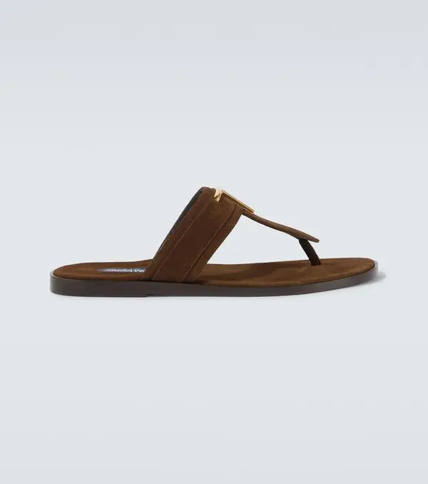 TOM FORD Brighton Tf Suede Thong Sandals - Brown