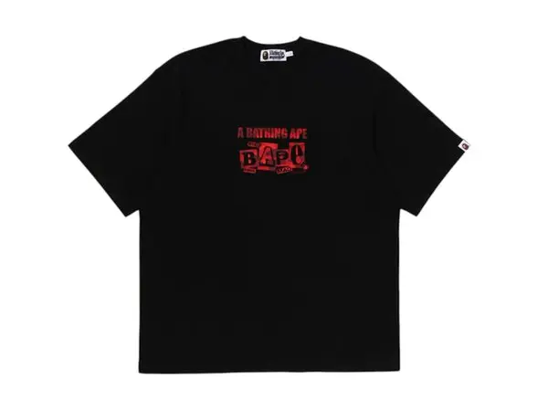 A BATHING APE Text Graphic Tee Shirt - Black