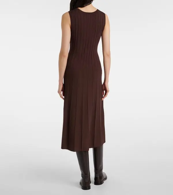 JOSEPH Pleated Midi Dress - Brown