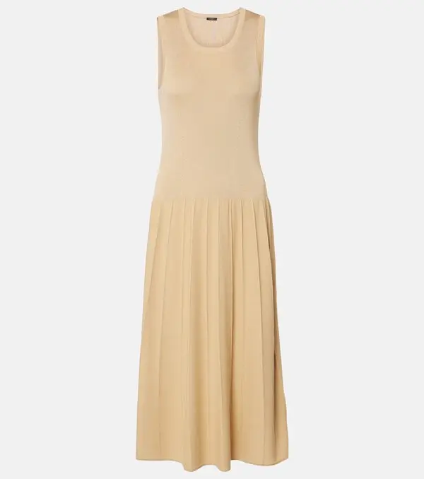 JOSEPH Pleated Midi Dress - Neutrals