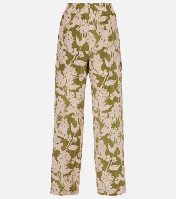 Victoria Beckham Silk Pajama Pants - Green