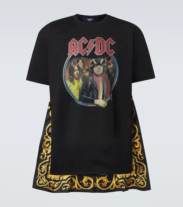 Junya Watanabe Ac/dc Printed Caped Cotton Jersey T-shirt - Multicoloured
