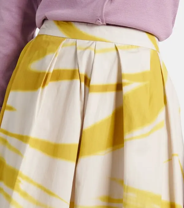 Dries Van Noten Printed Cotton Midi Skirt - Yellow