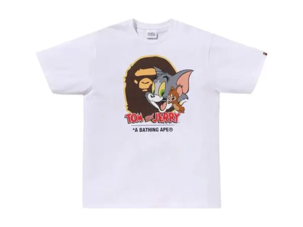 A BATHING APE X Tom And Jerry 85th Ape Head I Tee Shirt - White