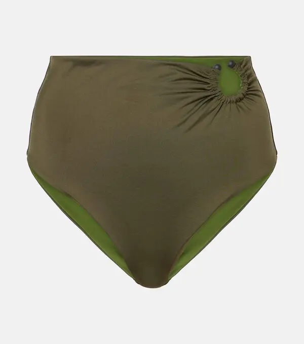 Johanna Ortiz Ring-detail High-rise Bikini Bottoms - Green