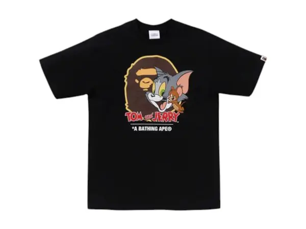 A BATHING APE X Tom And Jerry 85th Ape Head I Tee Shirt - Black