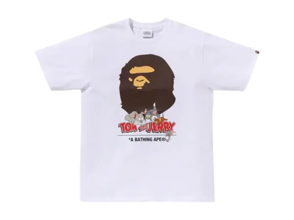 A BATHING APE X Tom And Jerry 85th Ape Head Ii Tee Shirt - White
