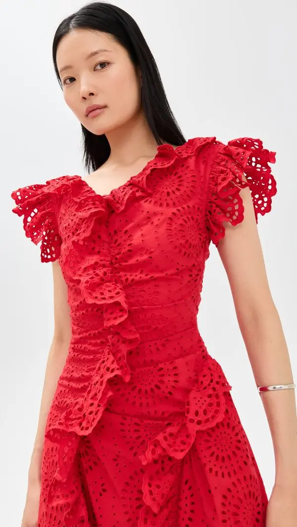 AKNVAS Charli Cotton Eyelet Dress - Poppy