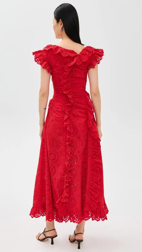 AKNVAS Charli Cotton Eyelet Dress - Poppy