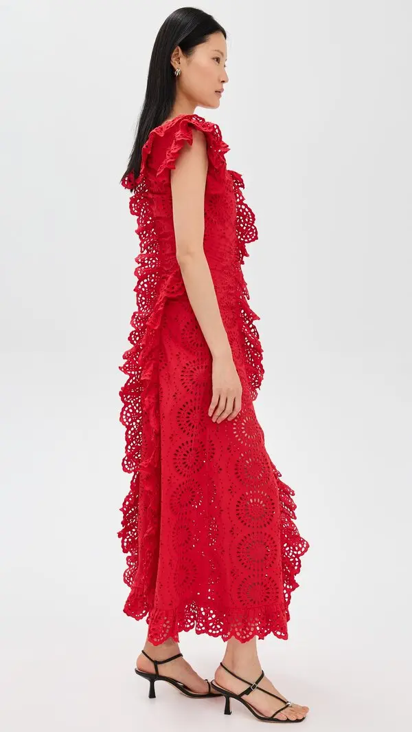 AKNVAS Charli Cotton Eyelet Dress - Poppy