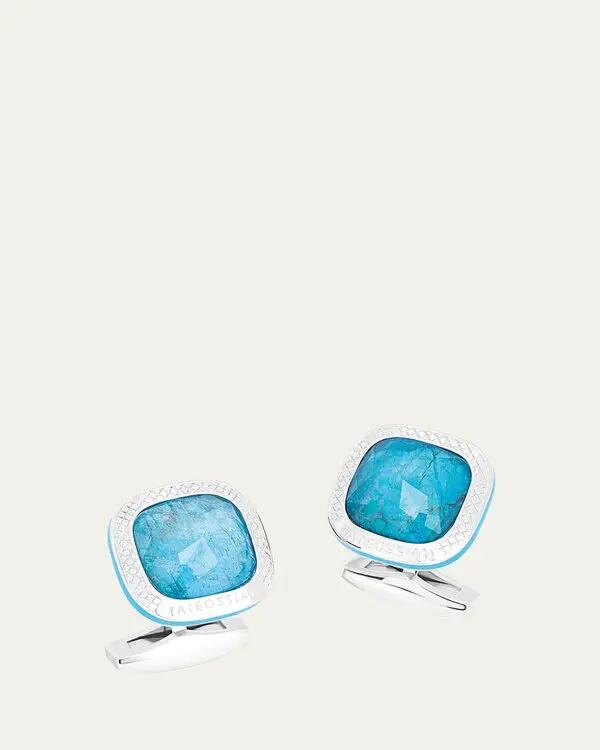 Tateossian Apatite Doppione Cushion Cufflinks - Blue