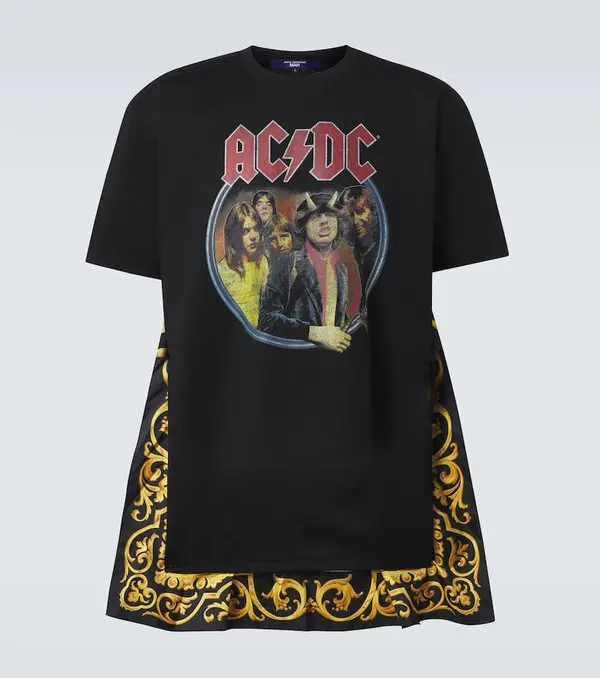Junya Watanabe Ac/dc Printed Caped Cotton Jersey T-shirt - Multicoloured