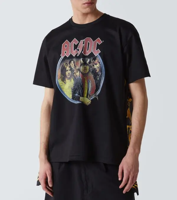 Junya Watanabe Ac/dc Printed Caped Cotton Jersey T-shirt - Multicoloured