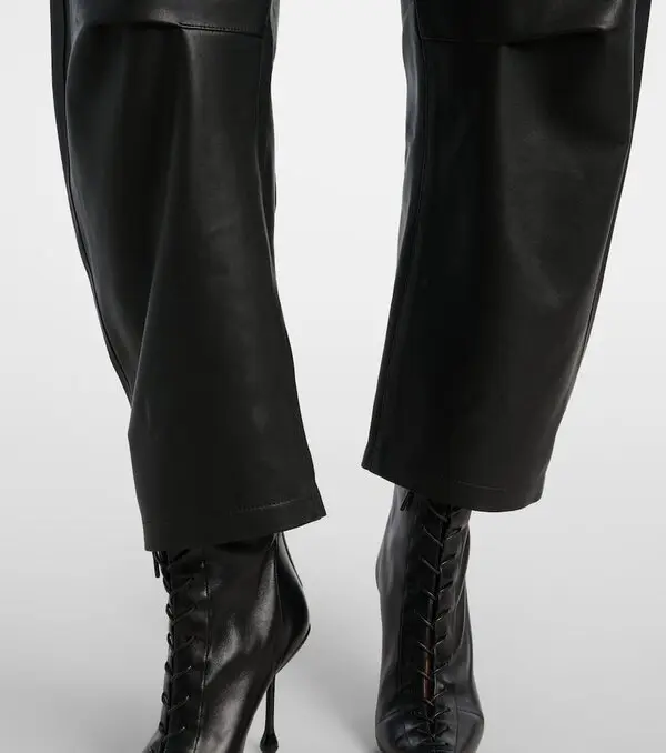 NILI LOTAN Shon Leather Barrel-leg Pants - Black