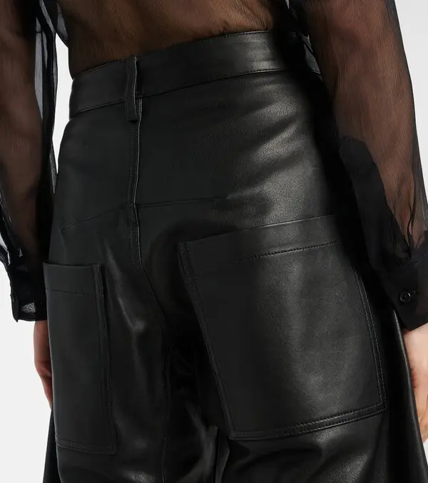 NILI LOTAN Shon Leather Barrel-leg Pants - Black