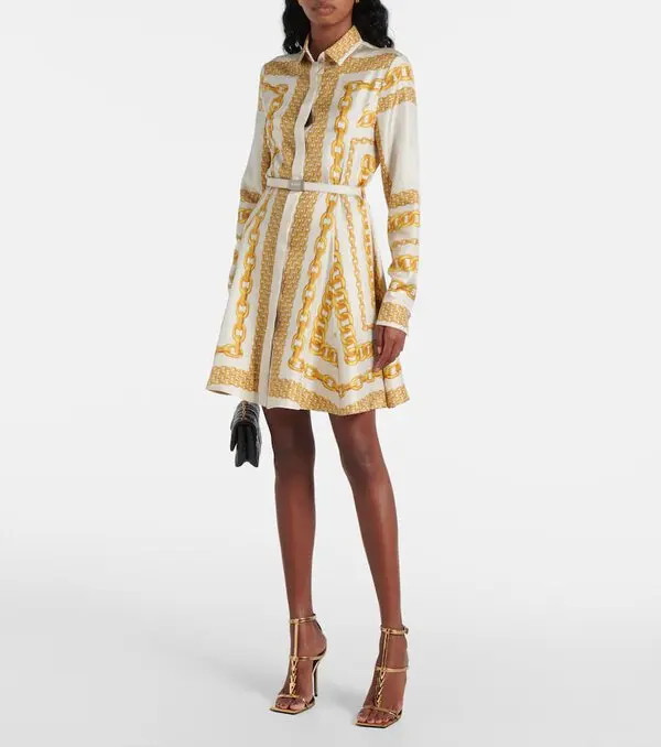 Versace Treasure Silk Twill Shirt Dress