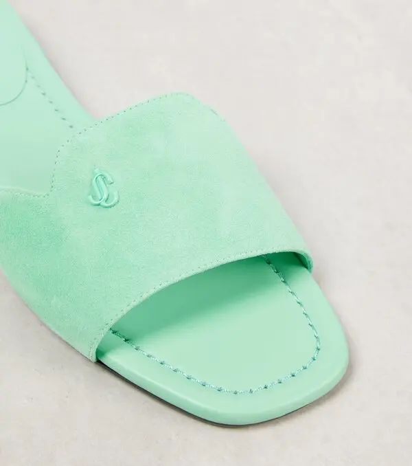 JIMMY CHOO Dina Logo Suede Slides - Green