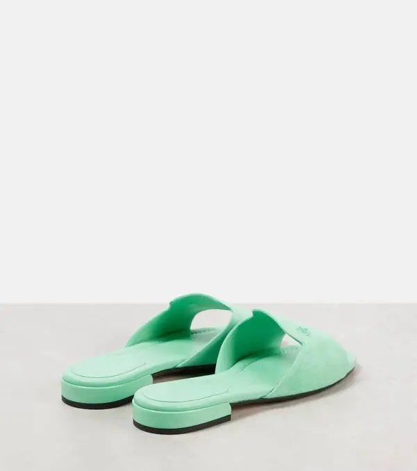 JIMMY CHOO Dina Logo Suede Slides - Green