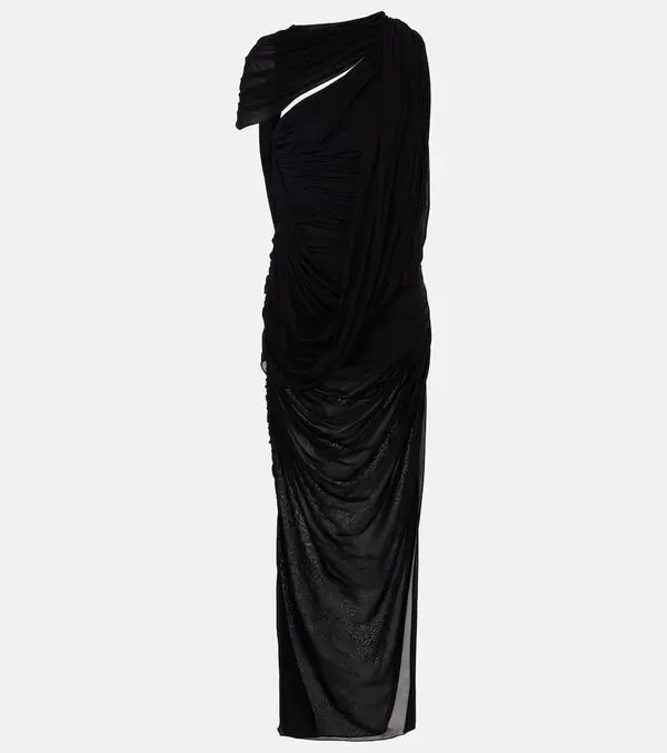 MUGLER Draped Open-back Jersey Maxi Dress