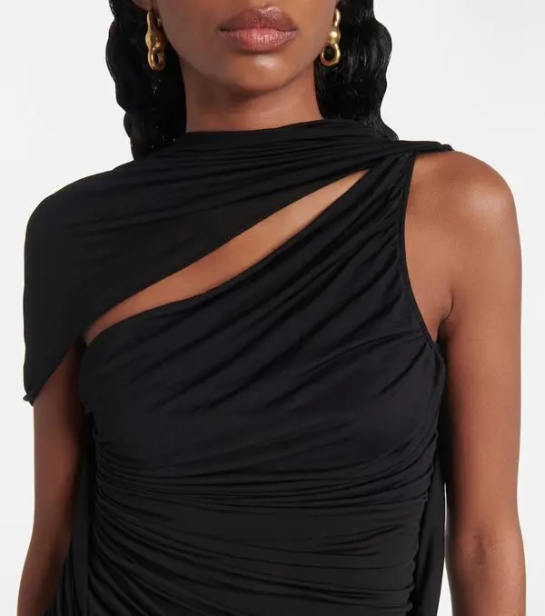 MUGLER Draped Open-back Jersey Maxi Dress