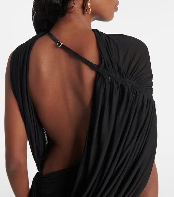 MUGLER Draped Open-back Jersey Maxi Dress
