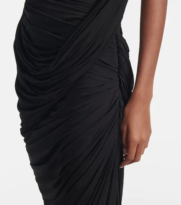 MUGLER Draped Open-back Jersey Maxi Dress