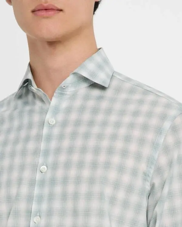 Canali Apos;s Cotton Ombre Check Sport Shirt - Green