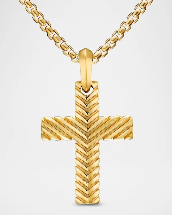 David Yurman Chevron Cross Enhancer In 18k 36mm - Gold
