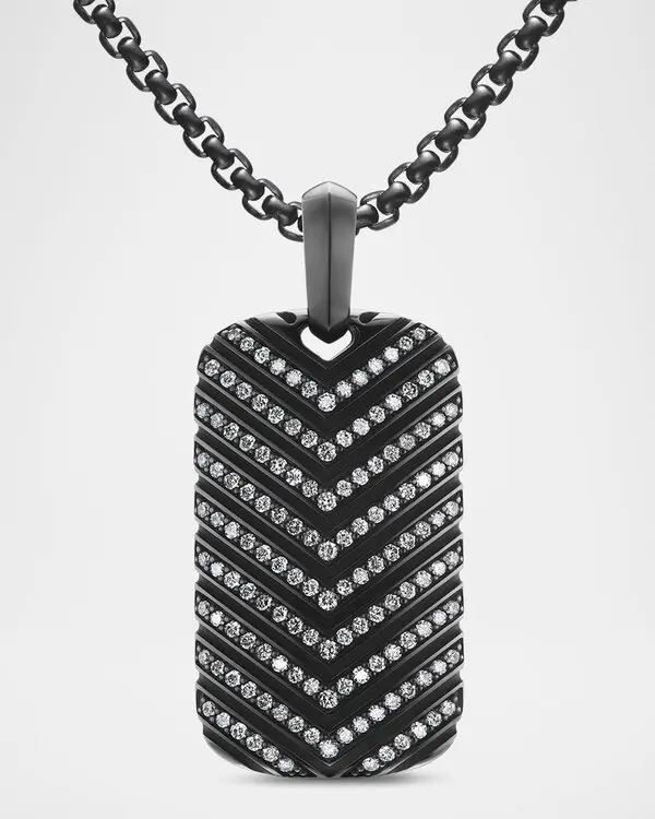David Yurman Chevron Tag Enhancer In Titanium With Diamonds - Black Titan Diamond