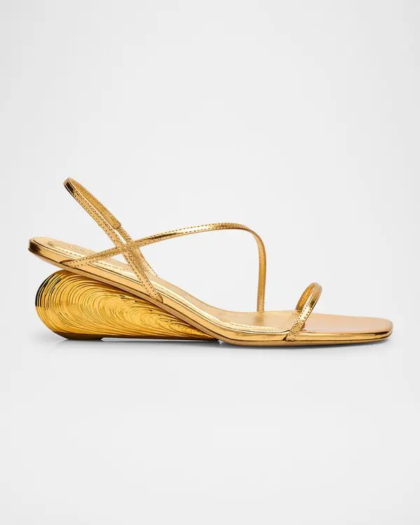 Simkhai Bridget Metallic Wedge Strappy Sandals - Gold