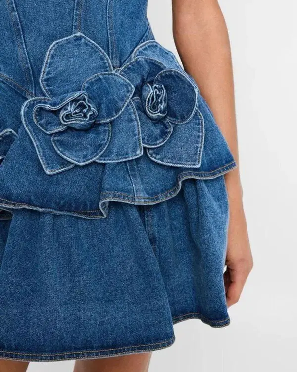 AKNVAS Devyn Denim Mini Dress - Saxe Blue