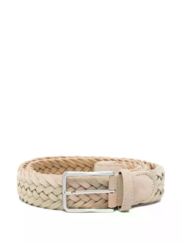 Canali Braided Suede Belt - Neutrals