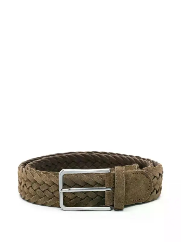 Canali Braided Suede Belt - Green