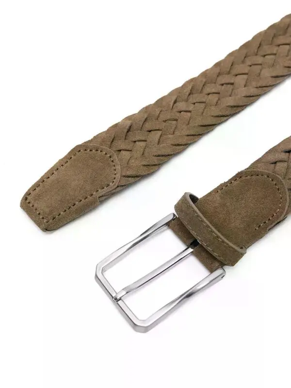 Canali Braided Suede Belt - Green