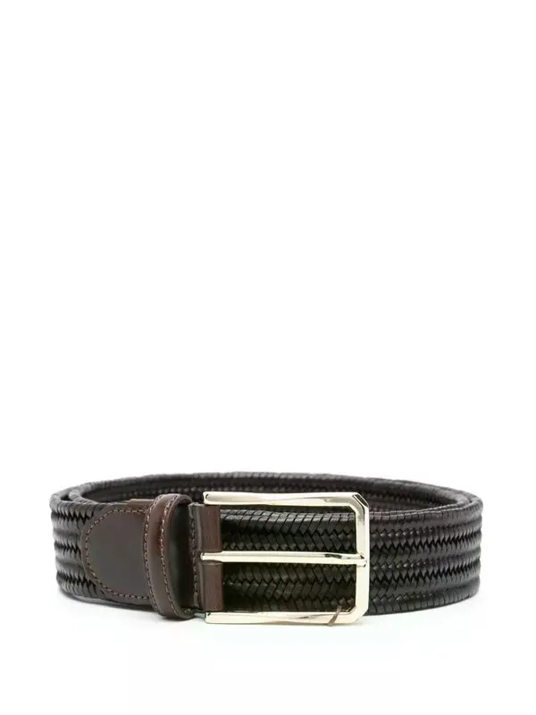 Canali Braided-leather Belt - Brown