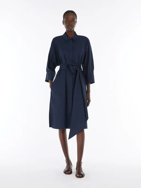 Max Mara Poplin Shirt Dress Navy 30% Off Editorialist