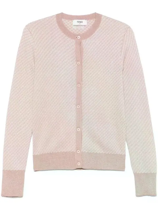 Fendi Ff-jacquard Cardigan - Pink