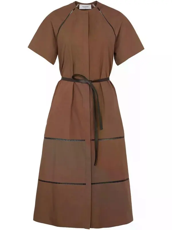 YVES SALOMON Belted Midi Dress - Brown