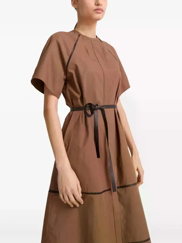 YVES SALOMON Belted Midi Dress - Brown