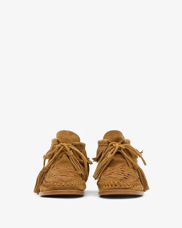 Isabel Marant Étoile Felsa Suede Loafers With Fringing And Graphic Details - Cognac