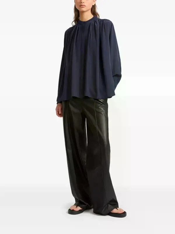 YVES SALOMON Leather Palazzo Trousers