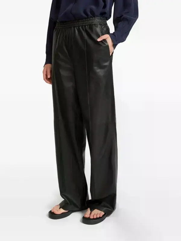 YVES SALOMON Leather Palazzo Trousers