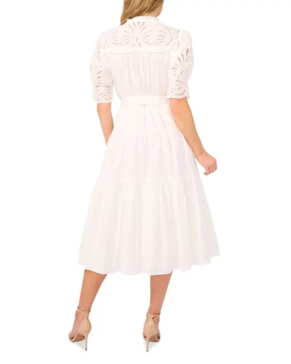 CECE DUPRAZ Eyelet Trim Midi Dress