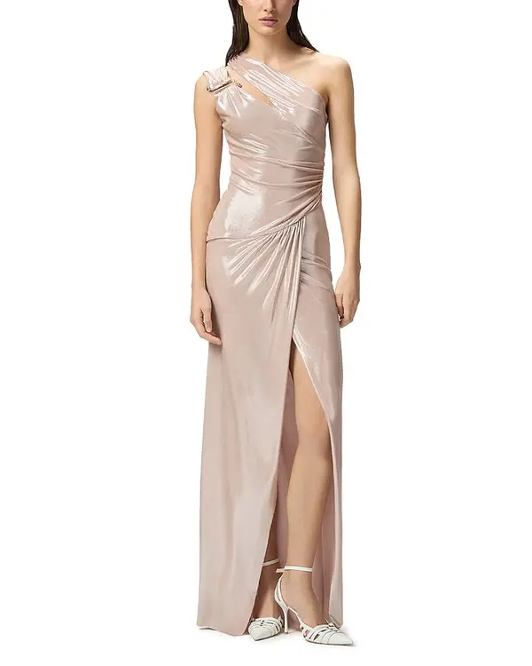 open lace back dress Nude One Shoulder Midi Dress-Freya S / Nude main image 1