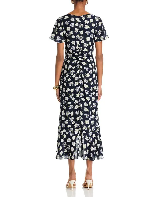 Cinq À Sept Tossed Poppies Isha Dress - Navy Multi
