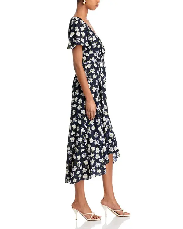 Cinq À Sept Tossed Poppies Isha Dress - Navy Multi