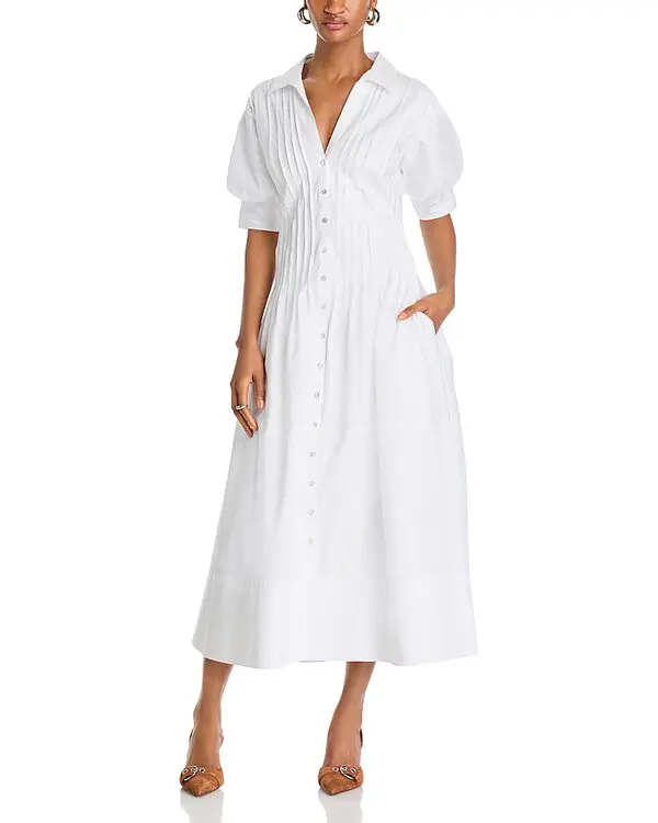 Cinq À Sept Monty Pleated Shirtdress - White