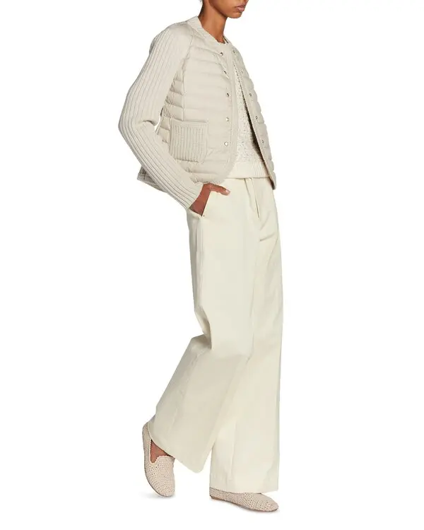 Moncler Mixed Media Leather Cardigan - Light Beige