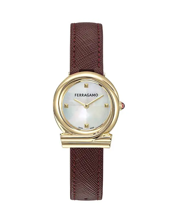 FERRAGAMO Gancini Twisted 28mm Watch - White/brown