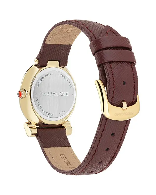 FERRAGAMO Gancini Twisted 28mm Watch - White/brown